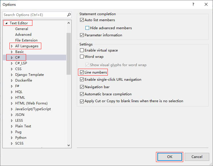Show Line Number Visual Studio Applicable To All Versions Lionsure